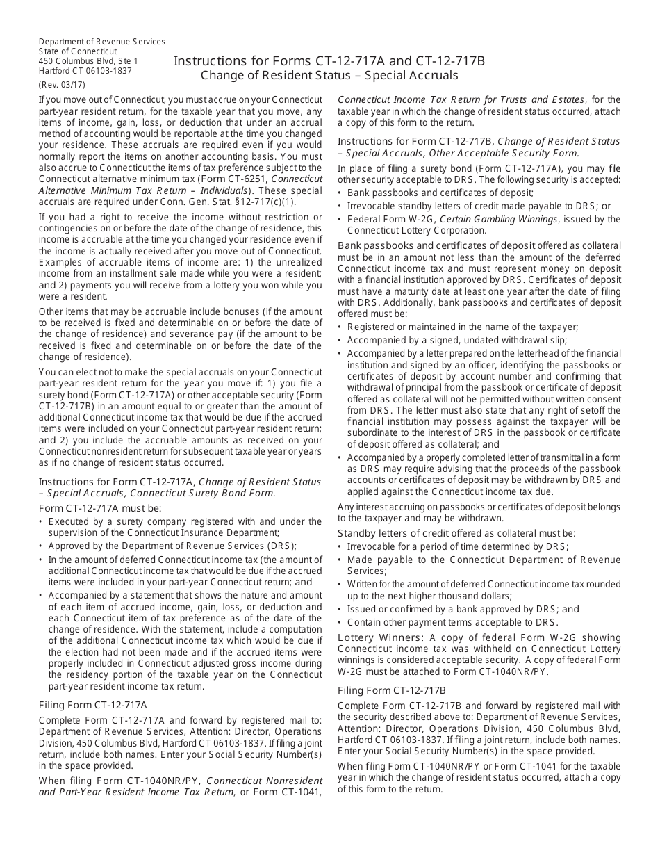 Download Instructions for Form CT-12-717A, CT-12-717B Change of ...