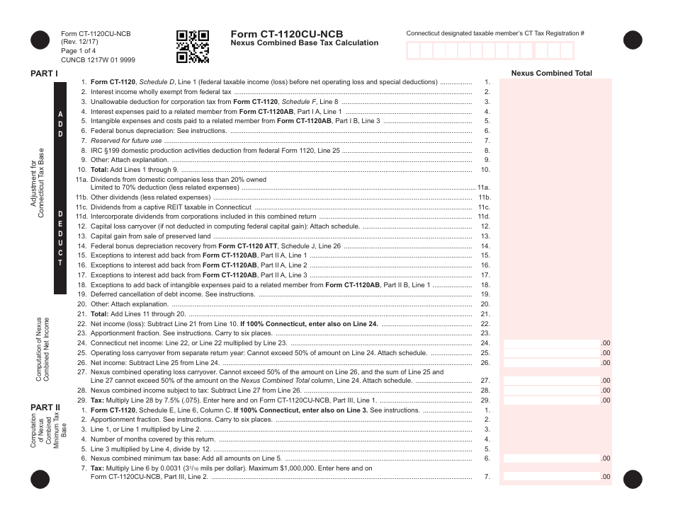 Form CT-1120CU-NCB - Fill Out, Sign Online and Download Printable PDF ...