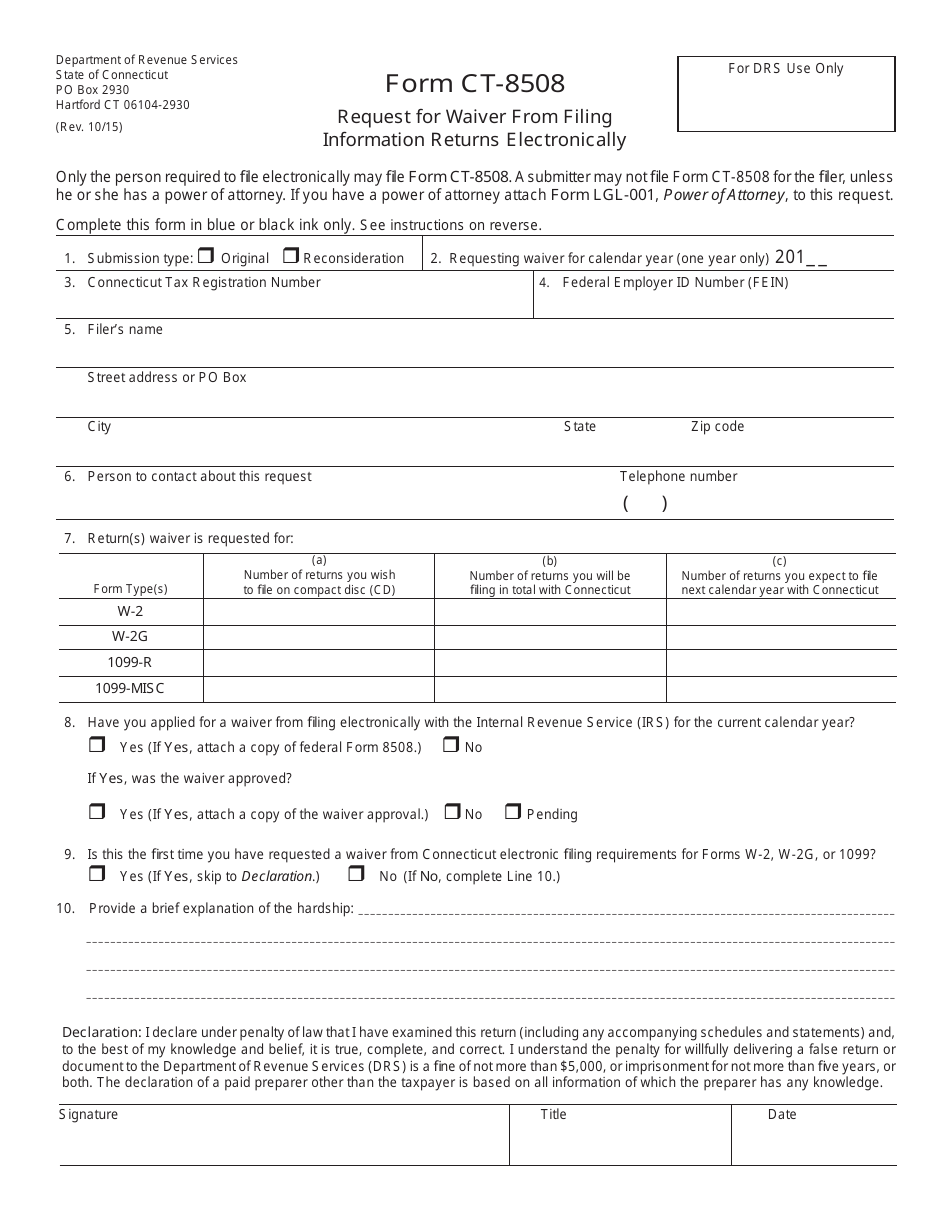 Form CT-8508 - Fill Out, Sign Online and Download Printable PDF ...