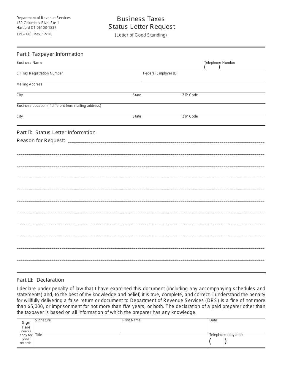 Form TPG-170 - Fill Out, Sign Online and Download Printable PDF ...