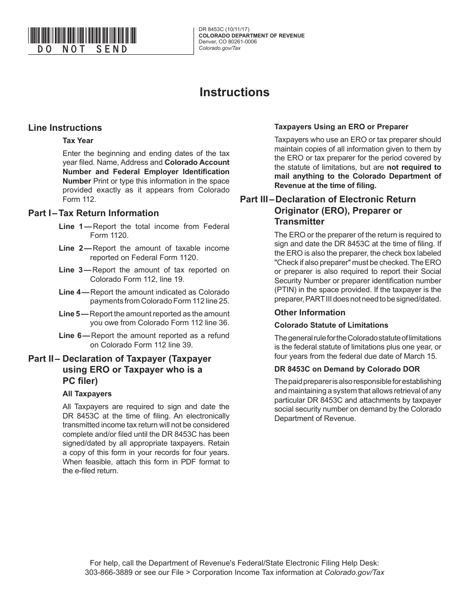Form DR8453C - Fill Out, Sign Online and Download Fillable PDF ...