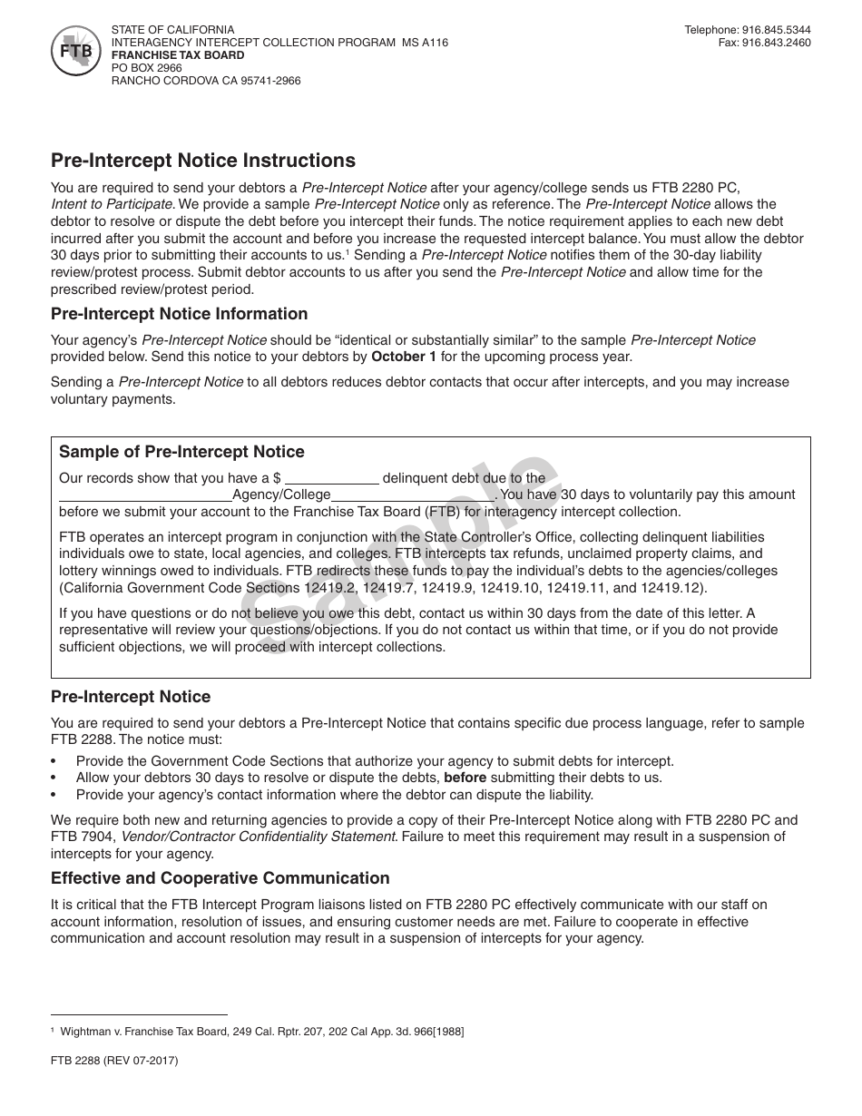 Form FTB2288 - Fill Out, Sign Online and Download Printable PDF, California | Templateroller