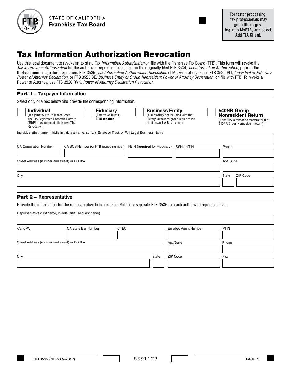 Form FTB3535 - Fill Out, Sign Online and Download Fillable PDF ...