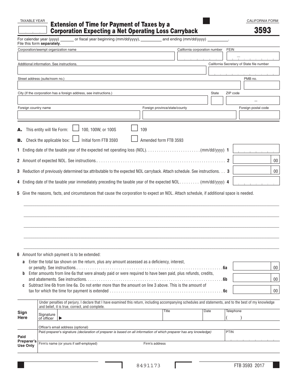 Form FTB3593 - Fill Out, Sign Online and Download Printable PDF ...
