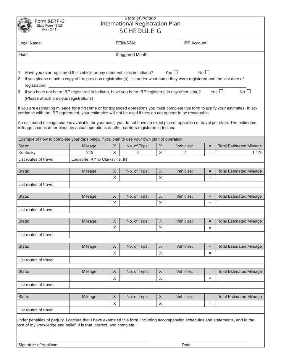 State Form 48125 (INIRP-G) Schedule G - Fill Out, Sign Online and ...