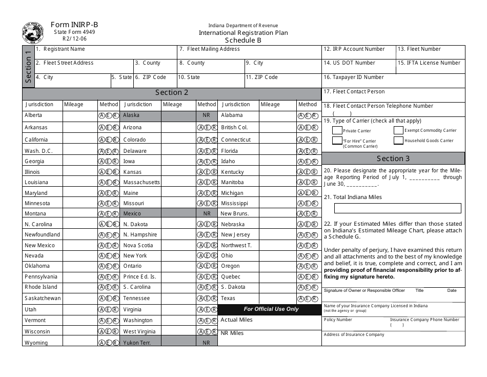 State Form 4949 (INIRP-B) Schedule B - Fill Out, Sign Online and ...