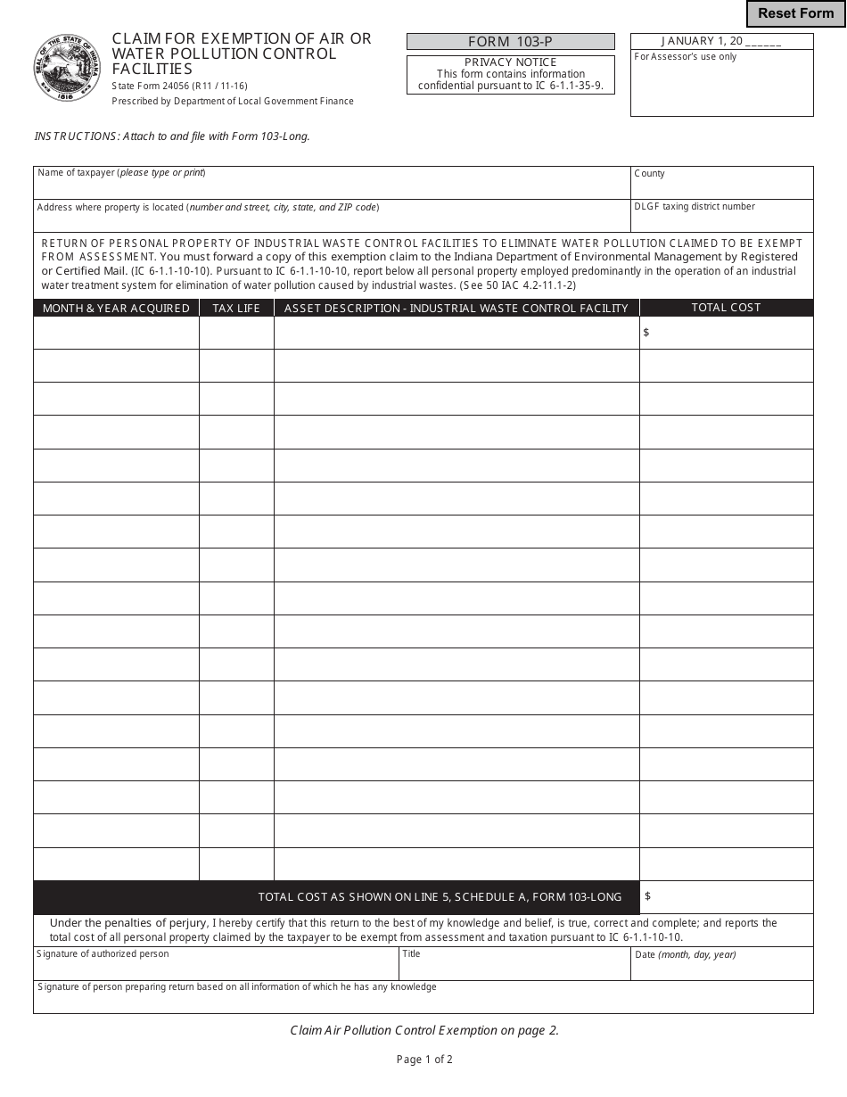 State Form 24056 (103-P) - Fill Out, Sign Online and Download Fillable ...