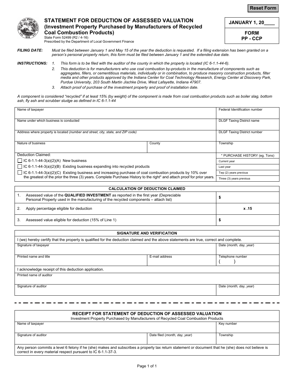 State Form 52499 (PP-CCP) - Fill Out, Sign Online and Download Fillable ...