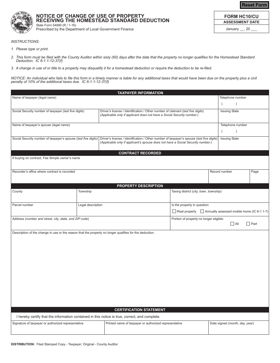 State Form 54890 - Fill Out, Sign Online and Download Fillable PDF ...