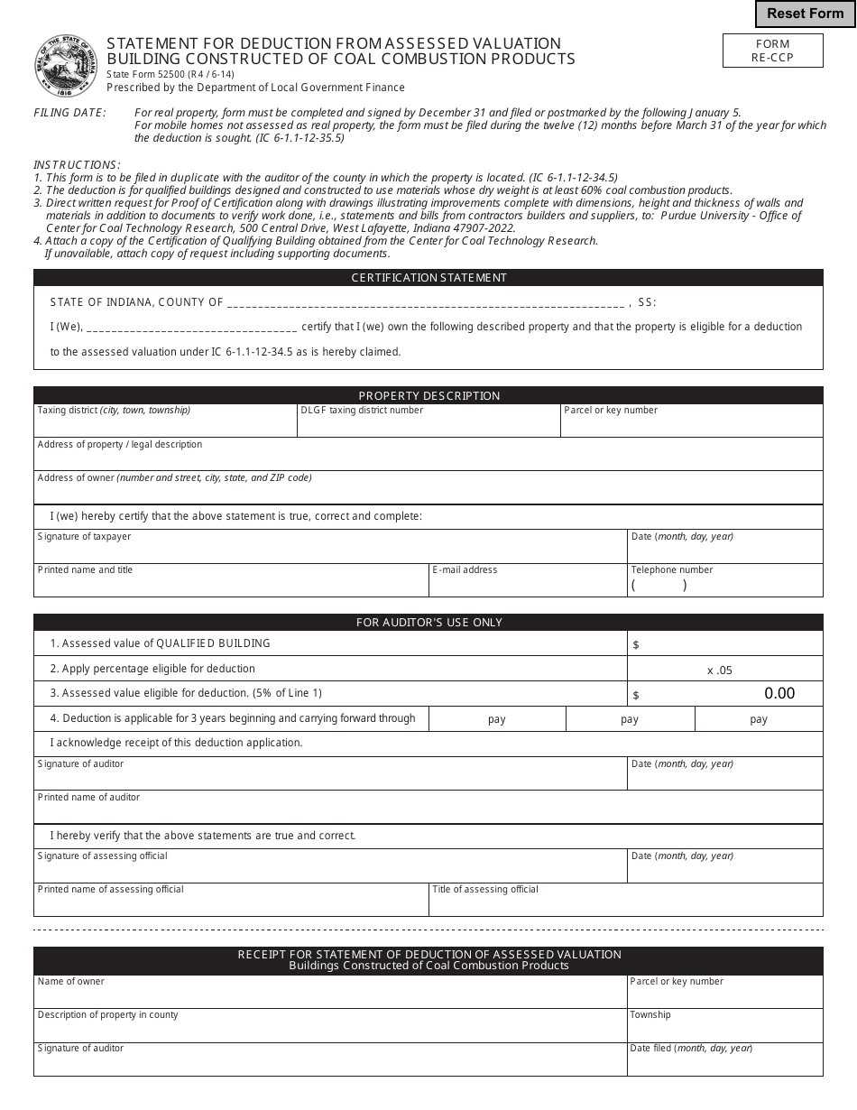 Form RE-CCP (State Form 52500) - Fill Out, Sign Online and Download ...