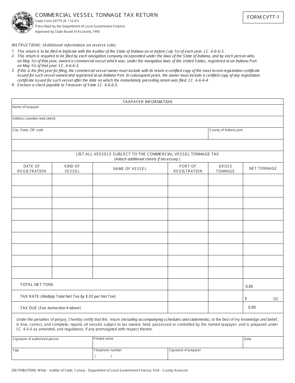 State Form 43779 (CVTT-1) - Fill Out, Sign Online and Download Fillable ...