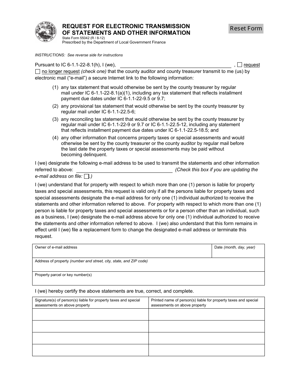 State Form 55042 - Fill Out, Sign Online and Download Fillable PDF ...