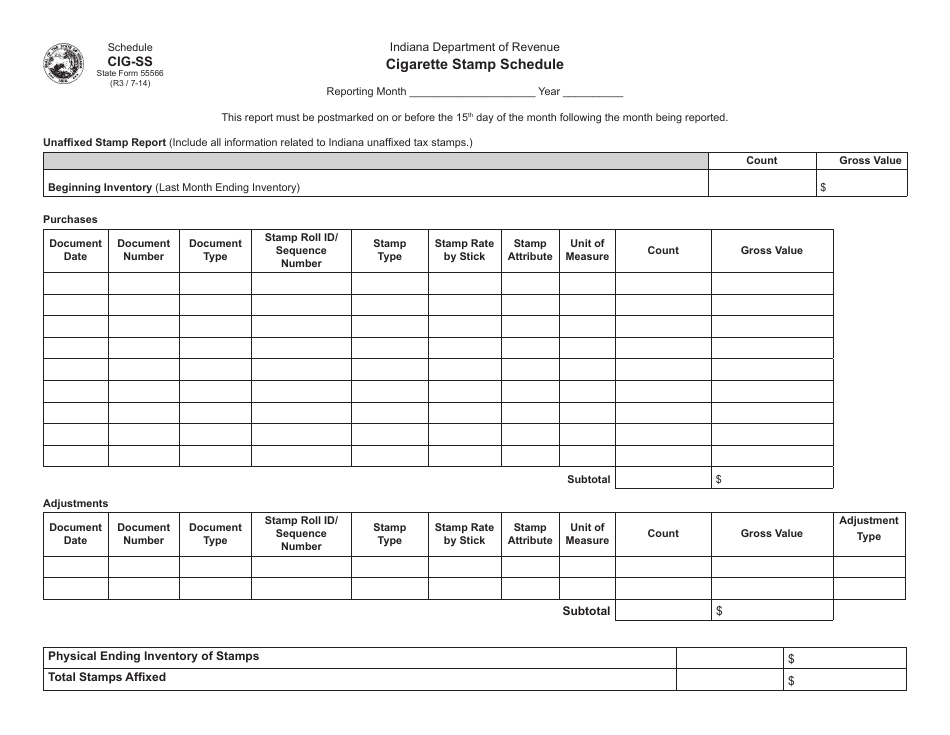 State Form 55566 (CIG-M) Schedule CIG-SS - Fill Out, Sign Online and ...