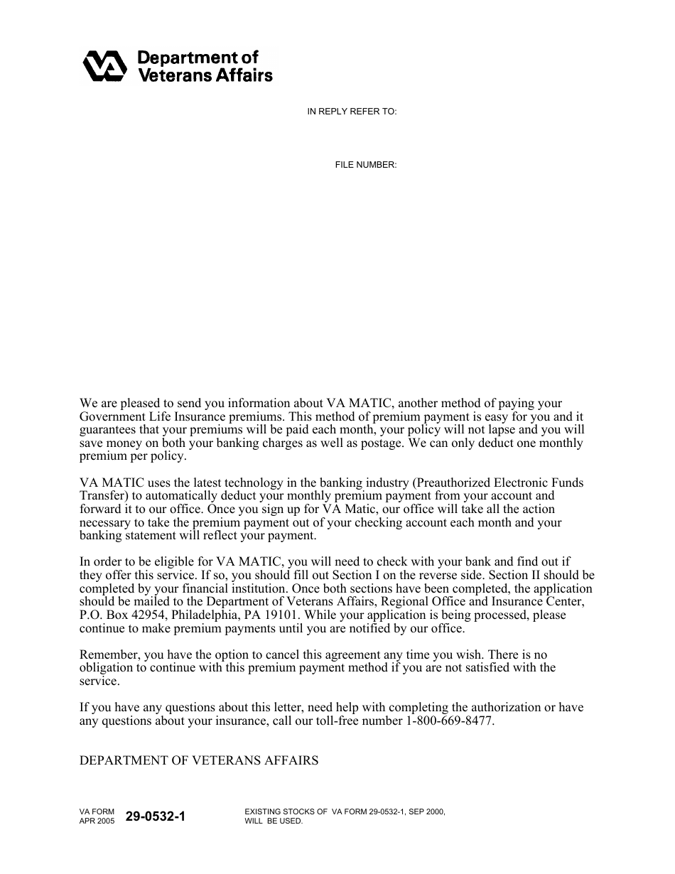 VA Form 29-0532-1 - Fill Out, Sign Online and Download Fillable PDF ...