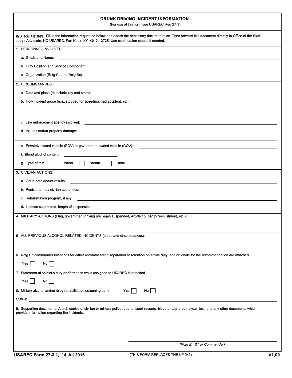 USAREC Form 27-3.1 - Fill Out, Sign Online and Download Fillable PDF ...