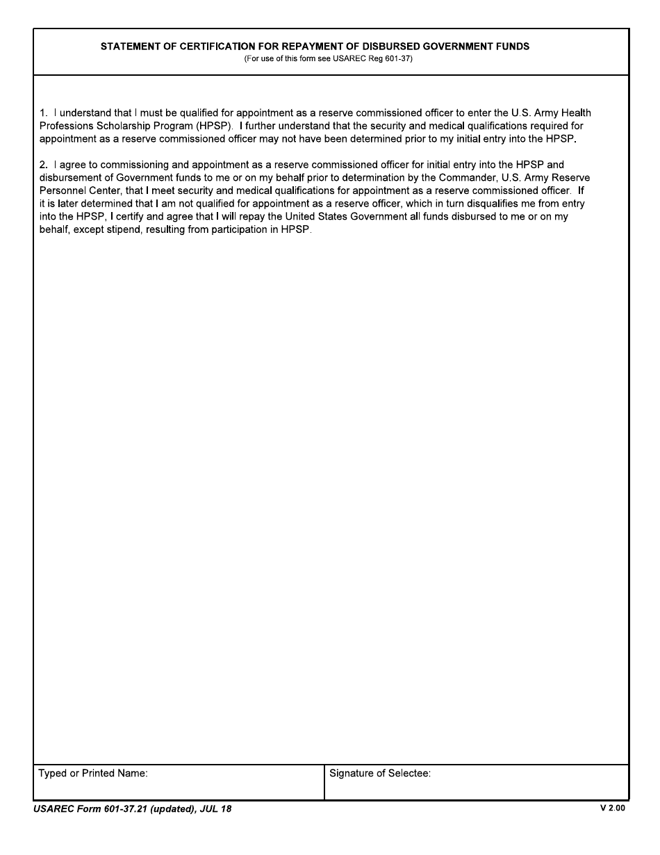 USAREC Form 601-37.21 - Fill Out, Sign Online and Download Fillable PDF ...