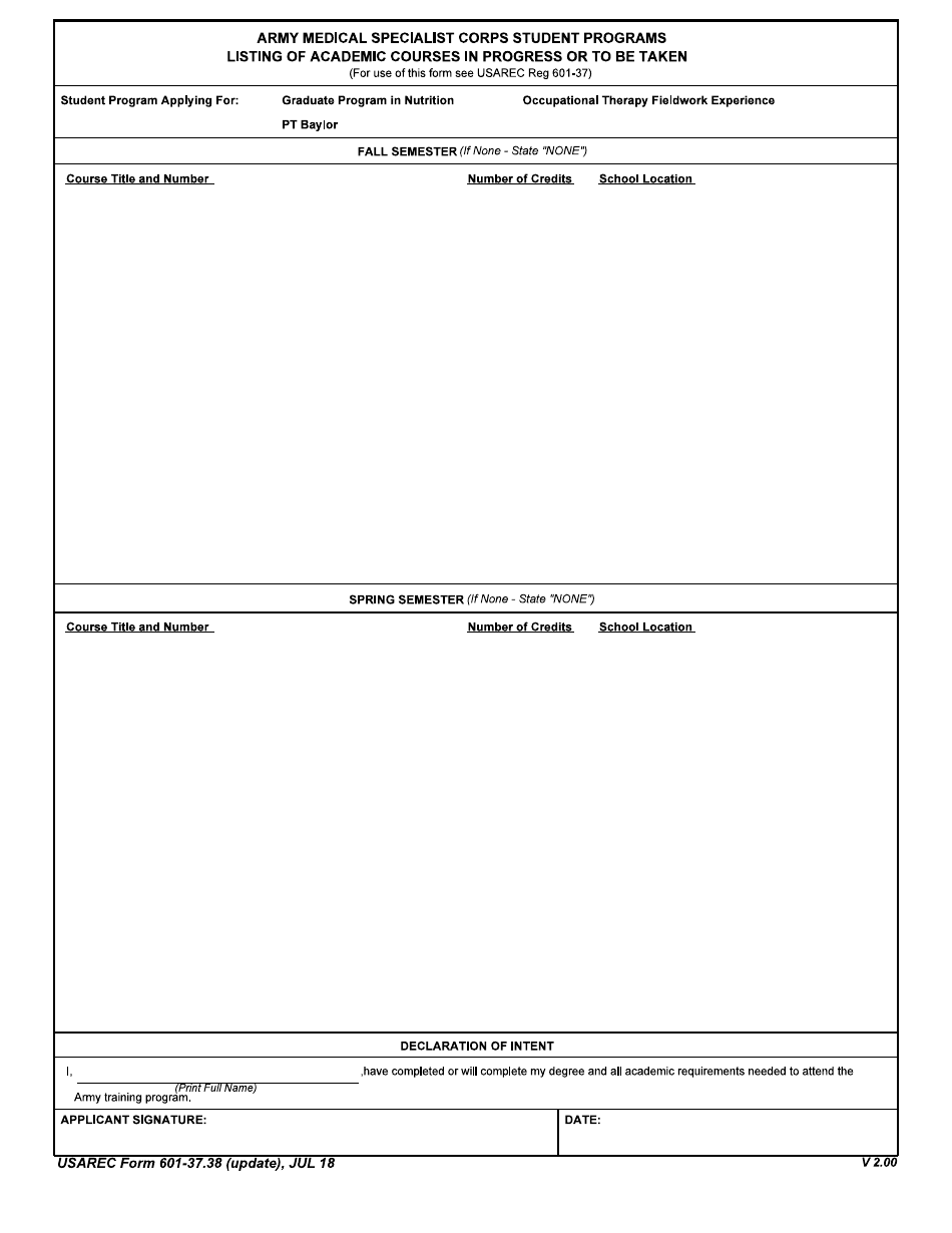 USAREC Form 601-37.38 - Fill Out, Sign Online and Download Fillable PDF ...