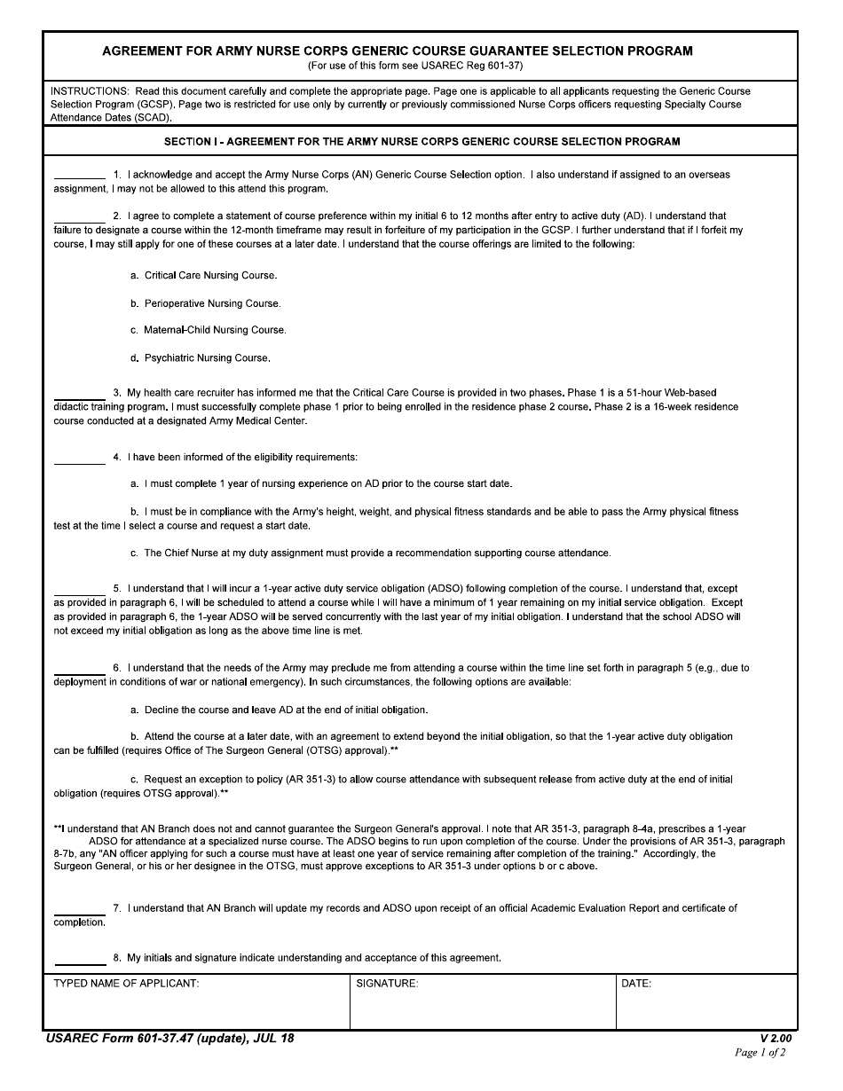 USAREC Form 601-37.47 - Fill Out, Sign Online and Download Fillable PDF ...