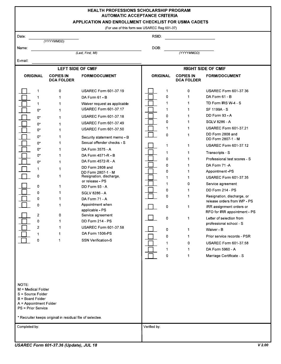 USAREC Form 601-37.36 - Fill Out, Sign Online and Download Fillable PDF ...
