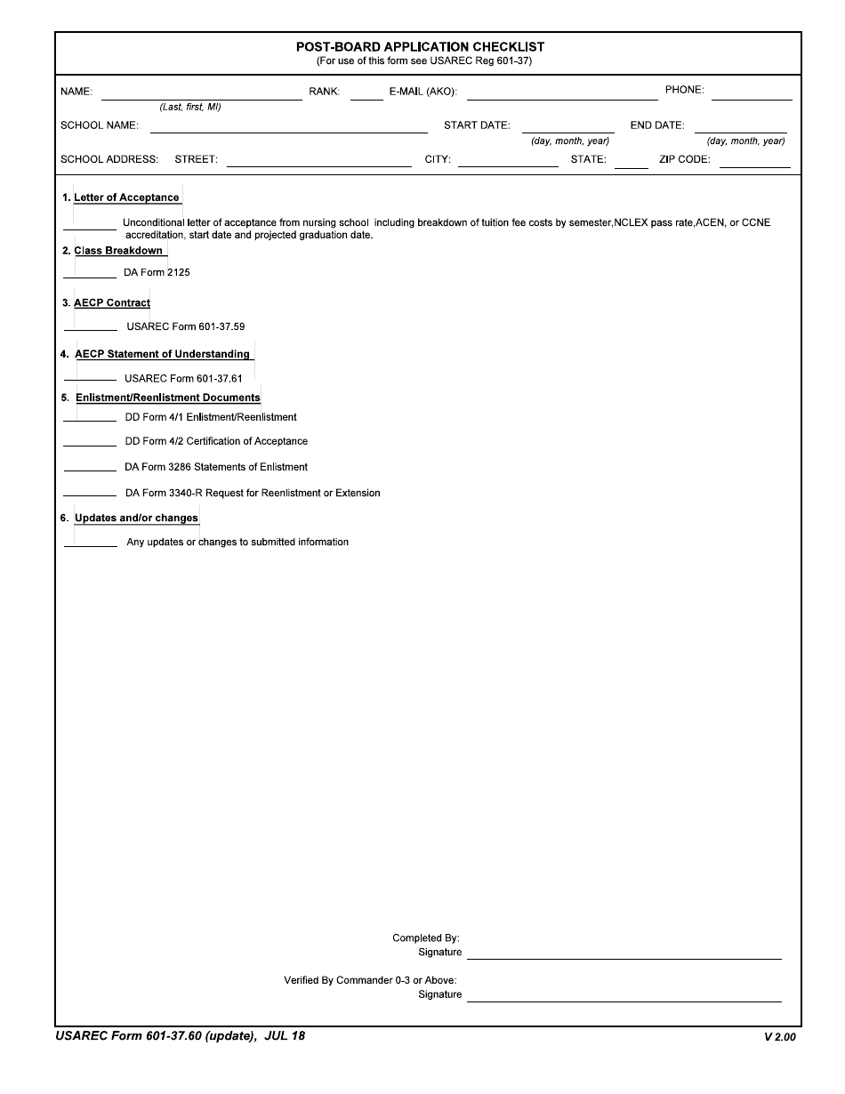 USAREC Form 601-37.60 - Fill Out, Sign Online and Download Fillable PDF ...