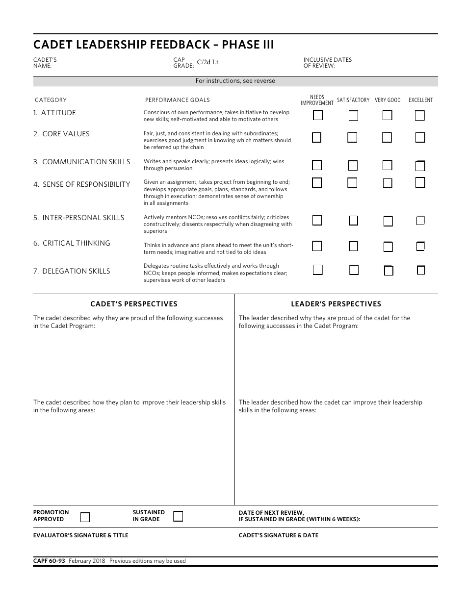 CAP Form 60-93 - Fill Out, Sign Online and Download Fillable PDF ...