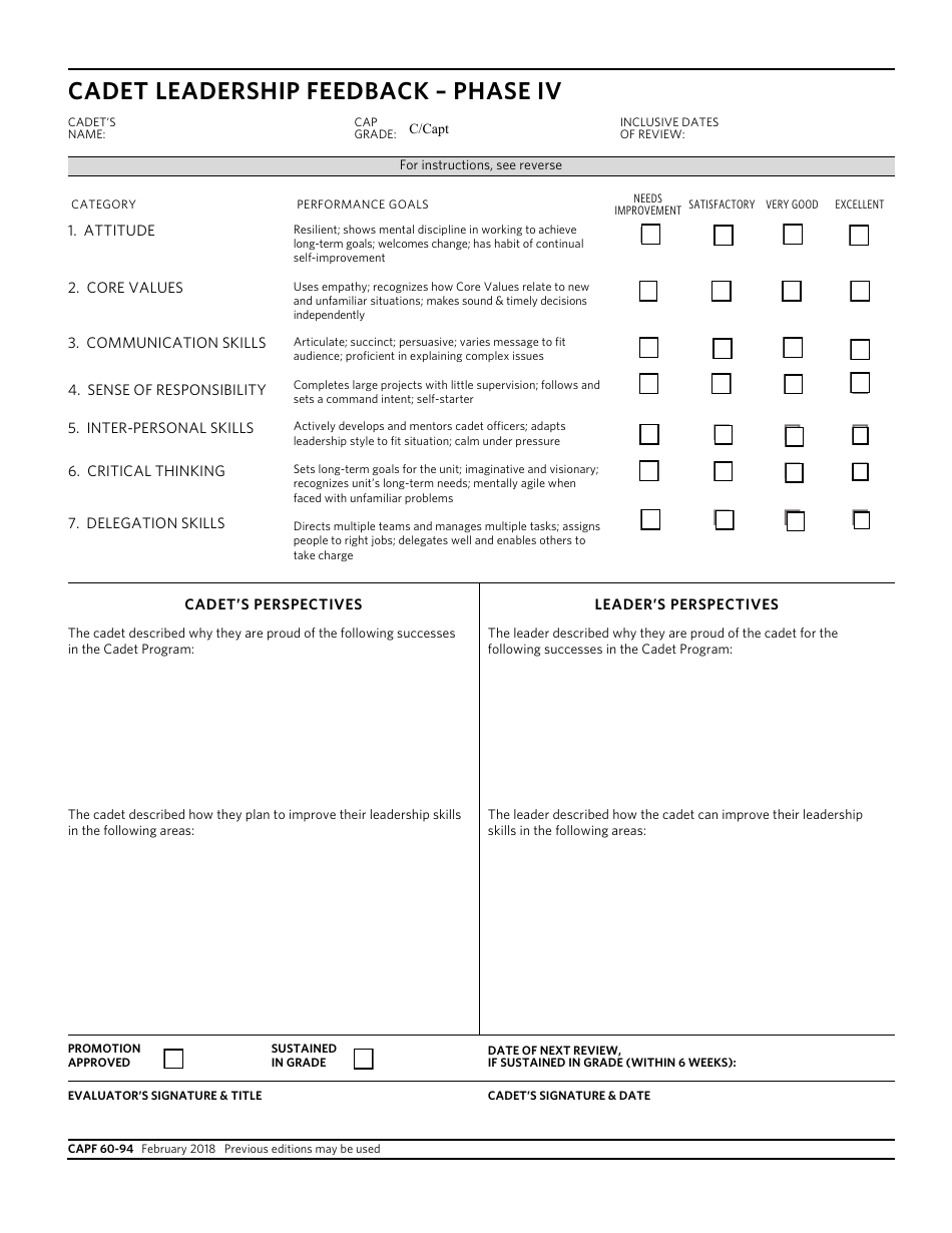 CAP Form 60-94 - Fill Out, Sign Online and Download Fillable PDF ...