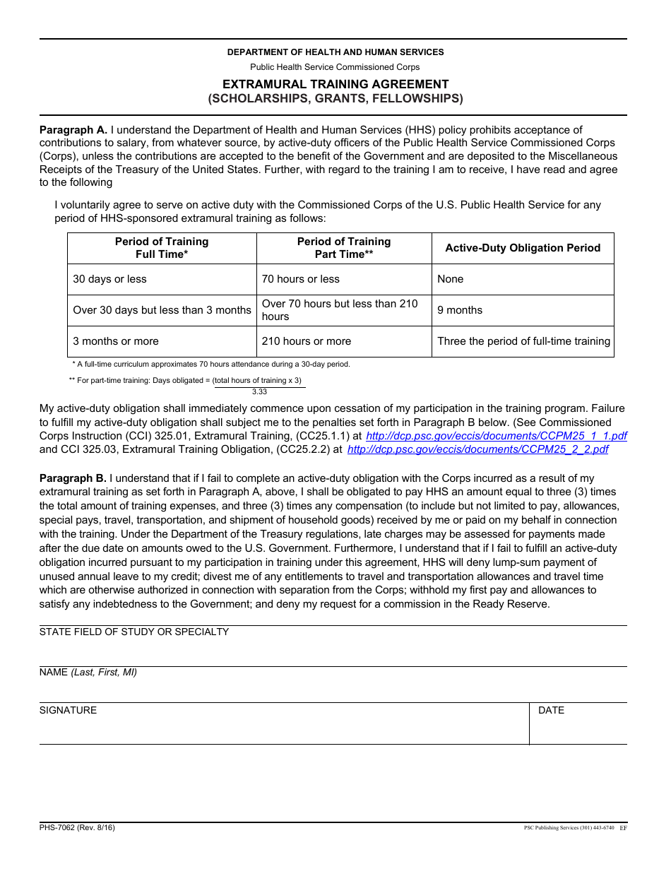 Form PHS-7062 - Fill Out, Sign Online and Download Fillable PDF ...