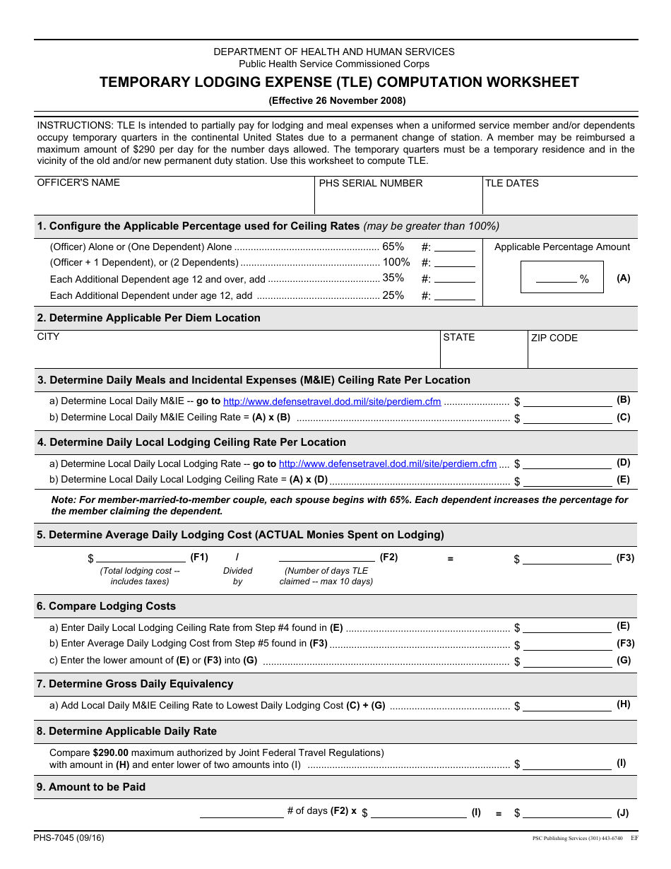 Form PHS-7045 - Fill Out, Sign Online and Download Fillable PDF ...