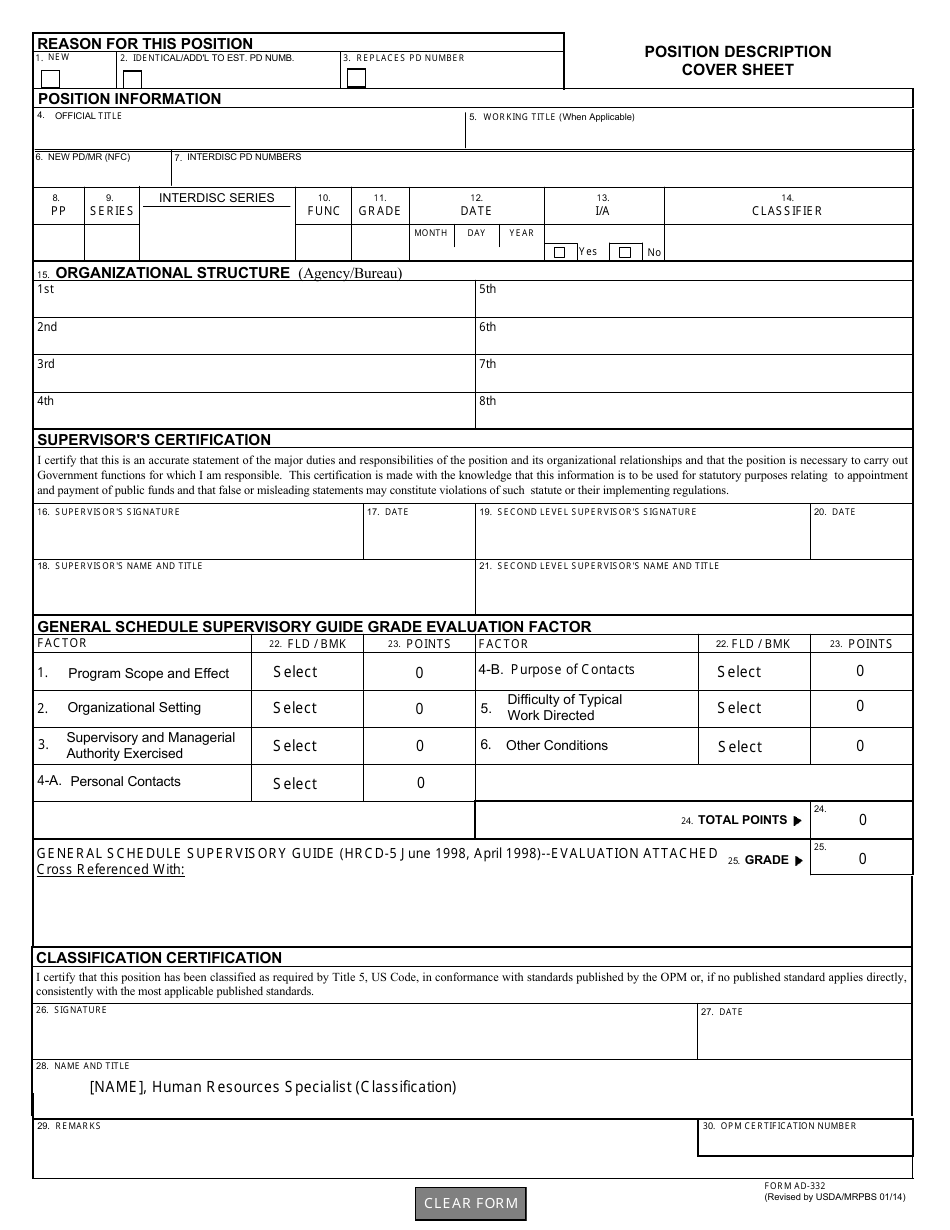 Form AD-332 - Fill Out, Sign Online and Download Fillable PDF ...