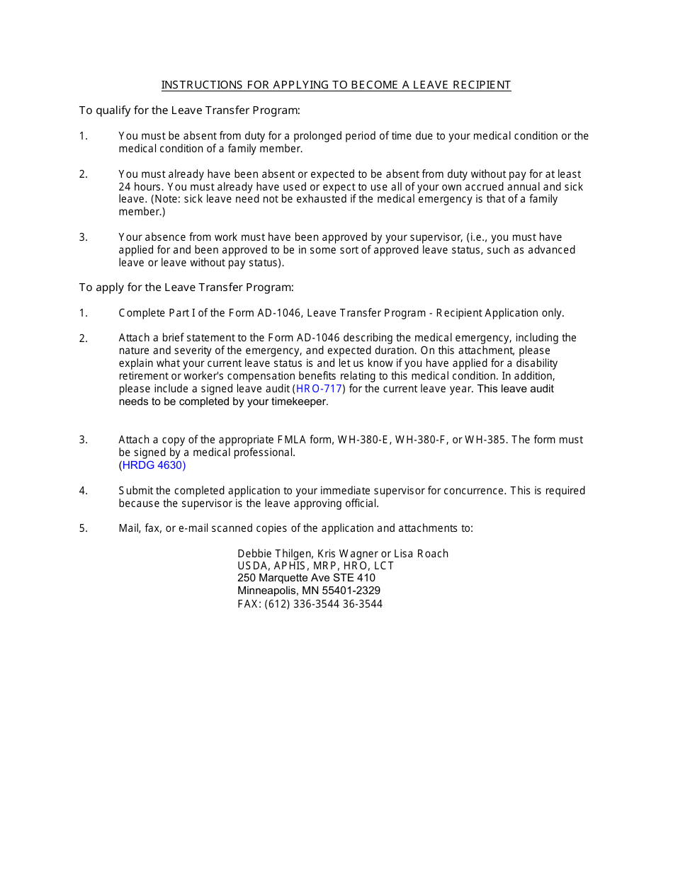 Download Instructions for Form AD-1046 Leave Transfer Program Recipient ...