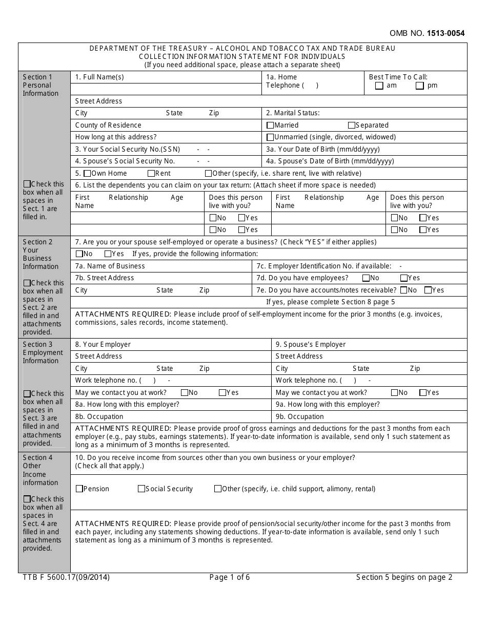 TTB Form 5600.17 - Fill Out, Sign Online and Download Fillable PDF ...