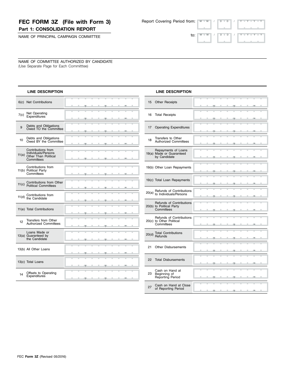 Fec Form 3 Fillable - Printable Forms Free Online