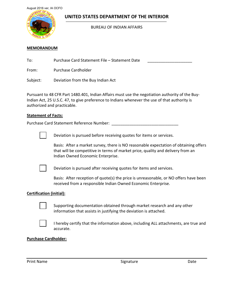 Deviation Form the Buy Indian Act - Fill Out, Sign Online and Download ...