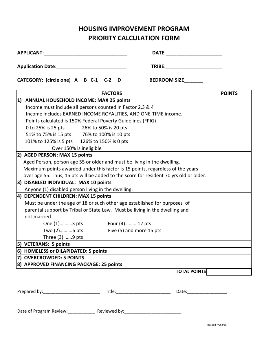 Hip Priority Calculation Form - Fill Out, Sign Online and Download PDF ...