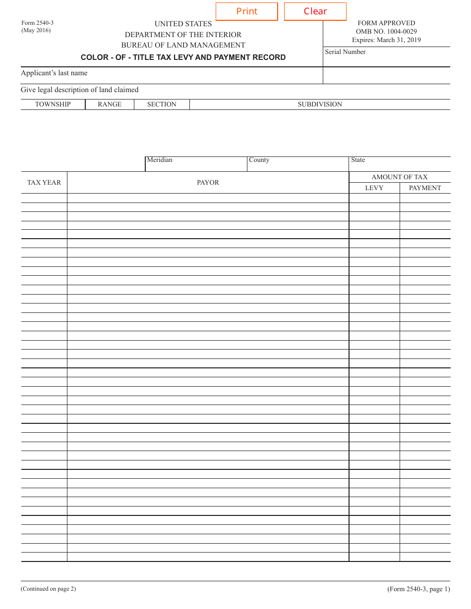 BLM Form 2540-3 - Fill Out, Sign Online and Download Fillable PDF ...