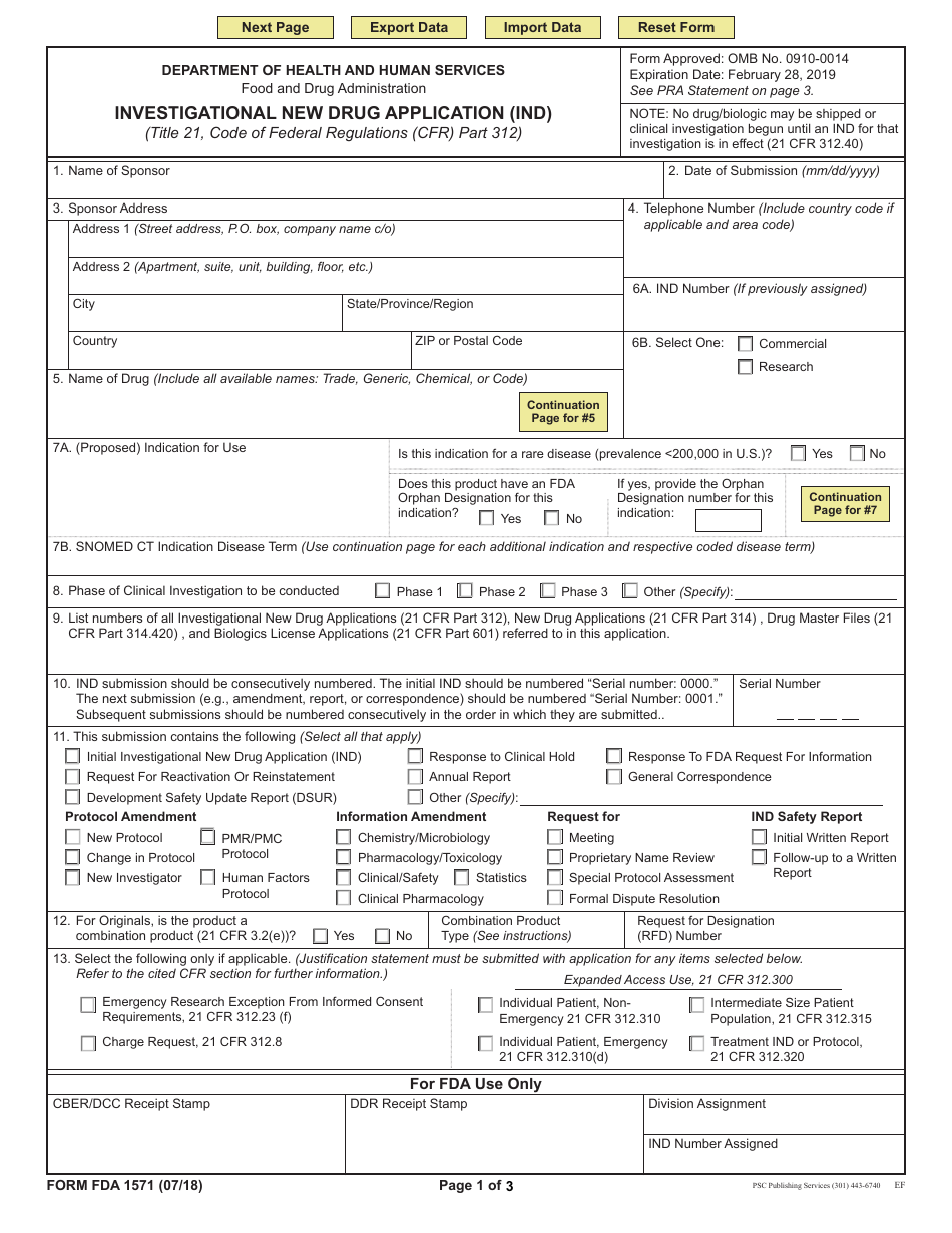 Form FDA1571 - Fill Out, Sign Online and Download Fillable PDF ...