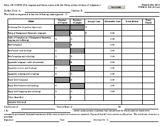 Bill of Costs Form Download Fillable PDF | Templateroller