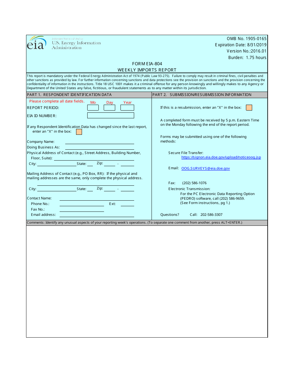Form EIA-804 - Fill Out, Sign Online and Download Printable PDF ...
