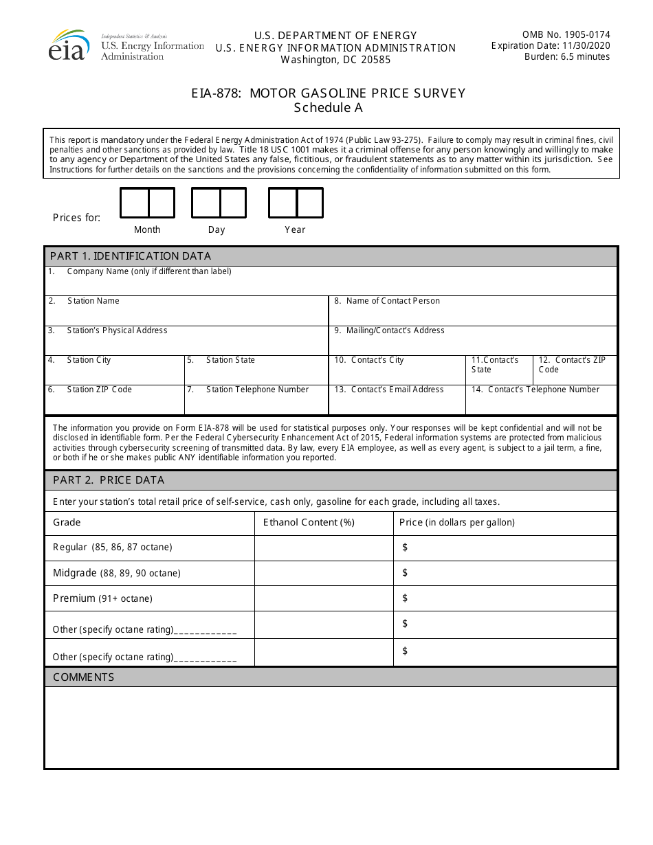 Form EIA-878 - Fill Out, Sign Online and Download Printable PDF ...