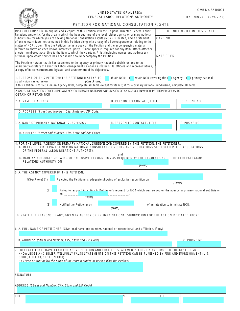 FLRA Form 24 - Fill Out, Sign Online and Download Fillable PDF ...