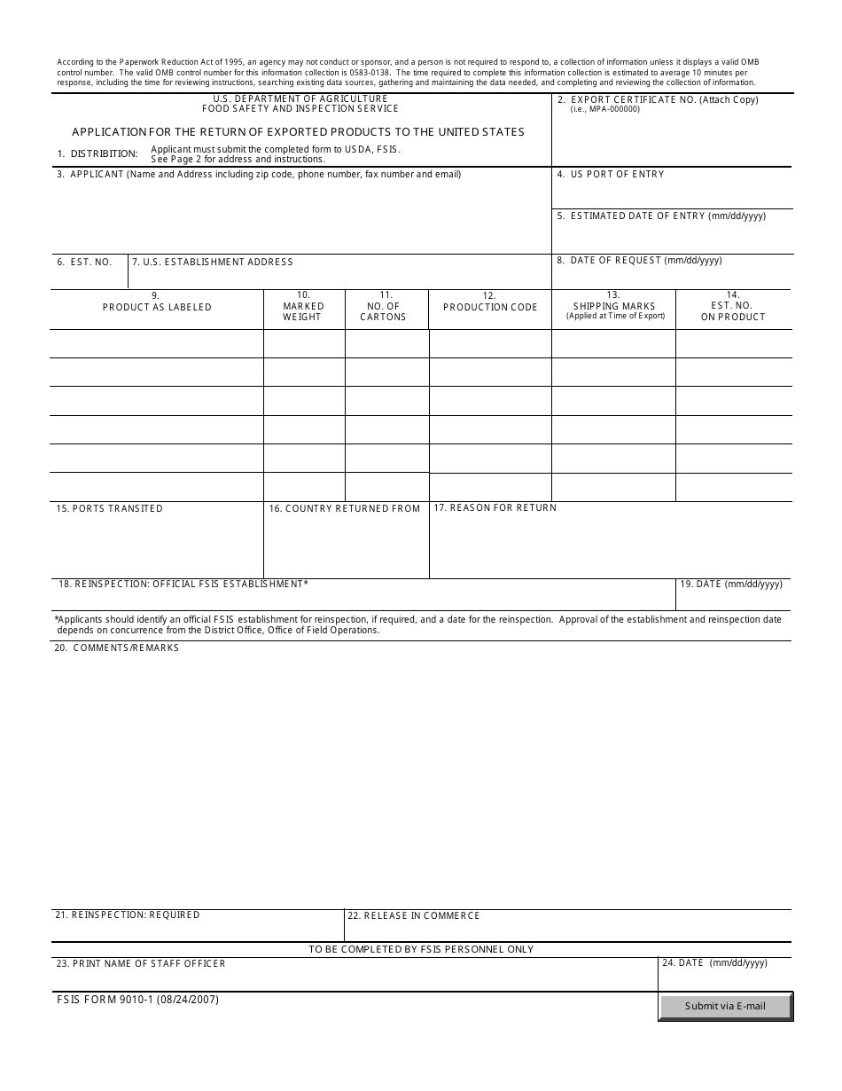 FSIS Form 9010-1 - Fill Out, Sign Online and Download Fillable PDF ...