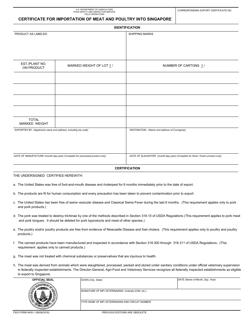 FSIS Form 9435-1 - Fill Out, Sign Online and Download Fillable PDF ...