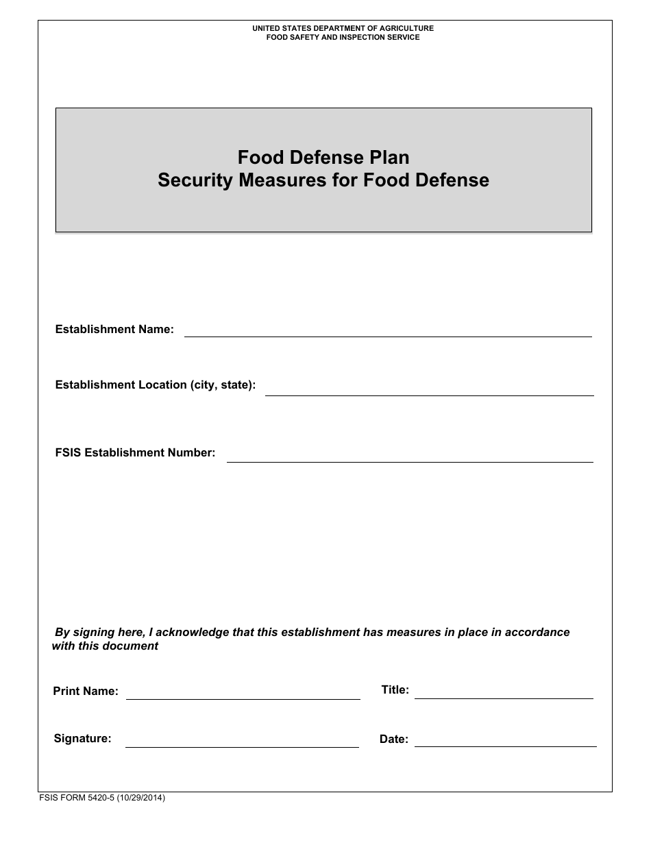 FSIS Form 5420-5 - Fill Out, Sign Online and Download Fillable PDF ...