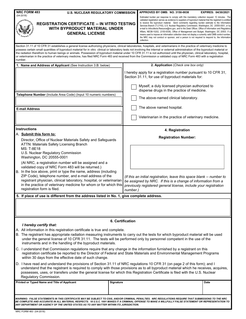 NRC Form 483 - Fill Out, Sign Online and Download Fillable PDF ...