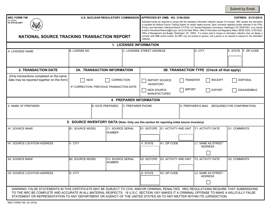 NRC Form 748 - Fill Out, Sign Online and Download Fillable PDF ...