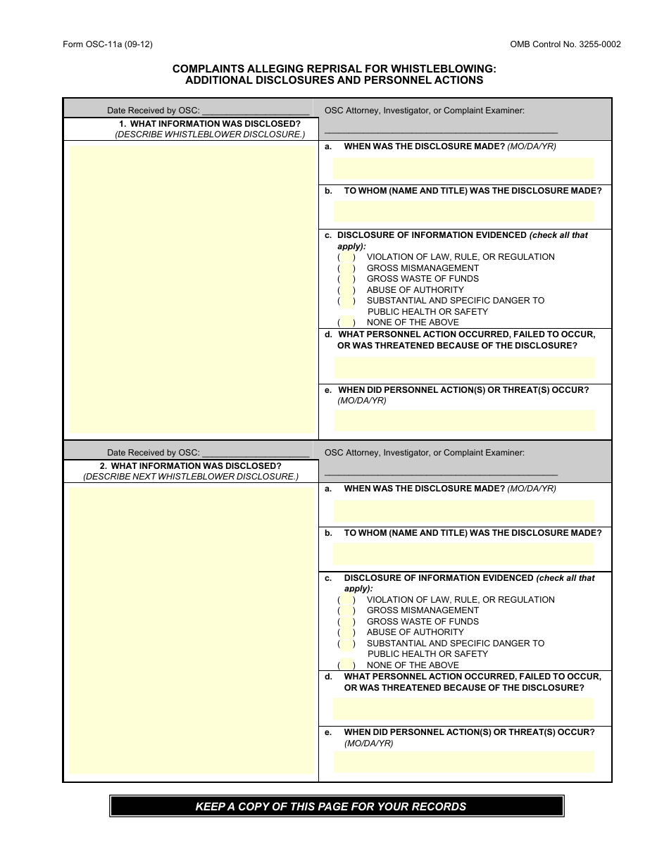 Form OSC-11a - Fill Out, Sign Online and Download Fillable PDF ...