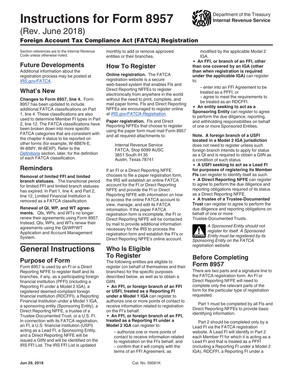 Download Instructions for IRS Form 8957 Foreign Account Tax Compliance ...
