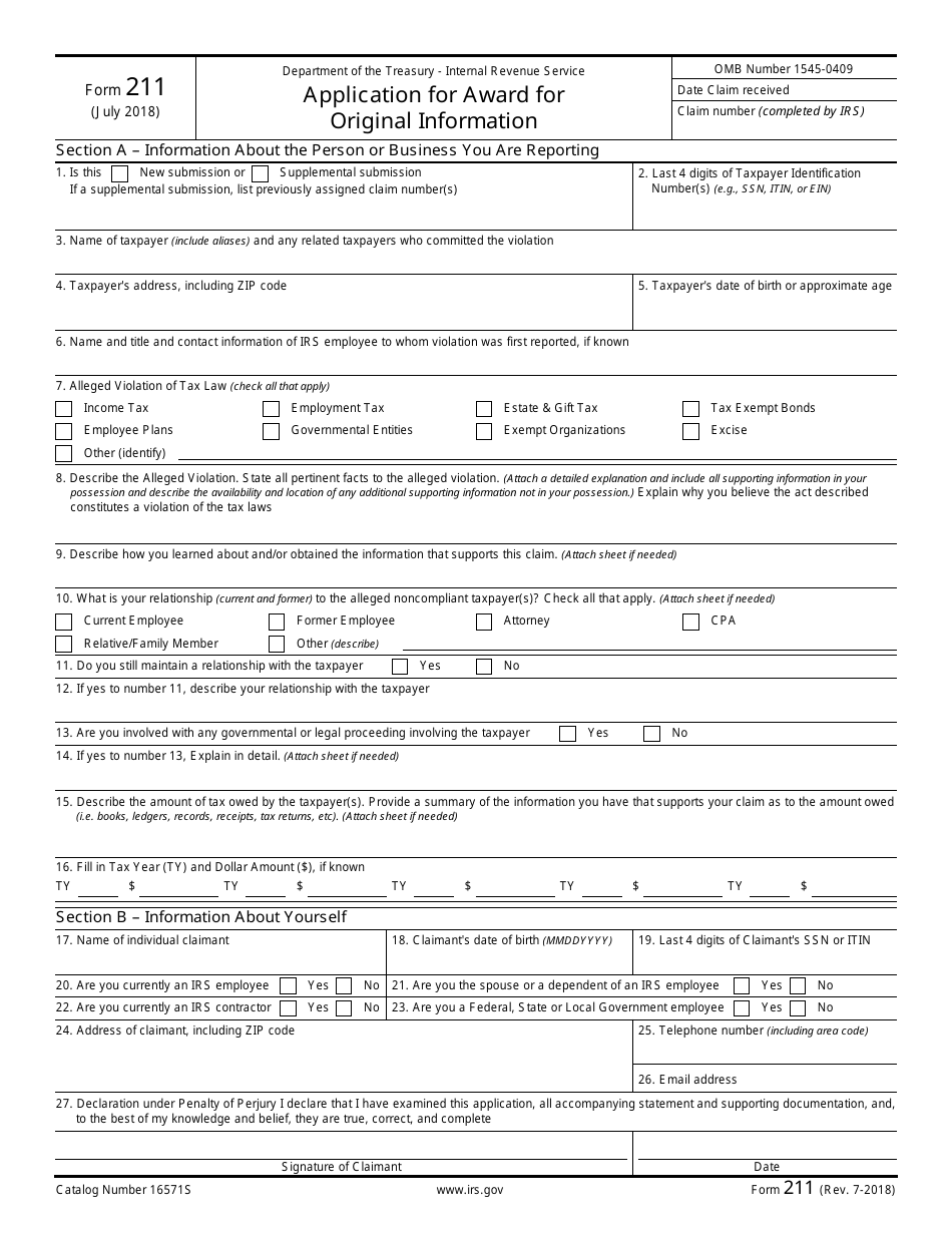 IRS Form 211 - Fill Out, Sign Online and Download Fillable PDF ...