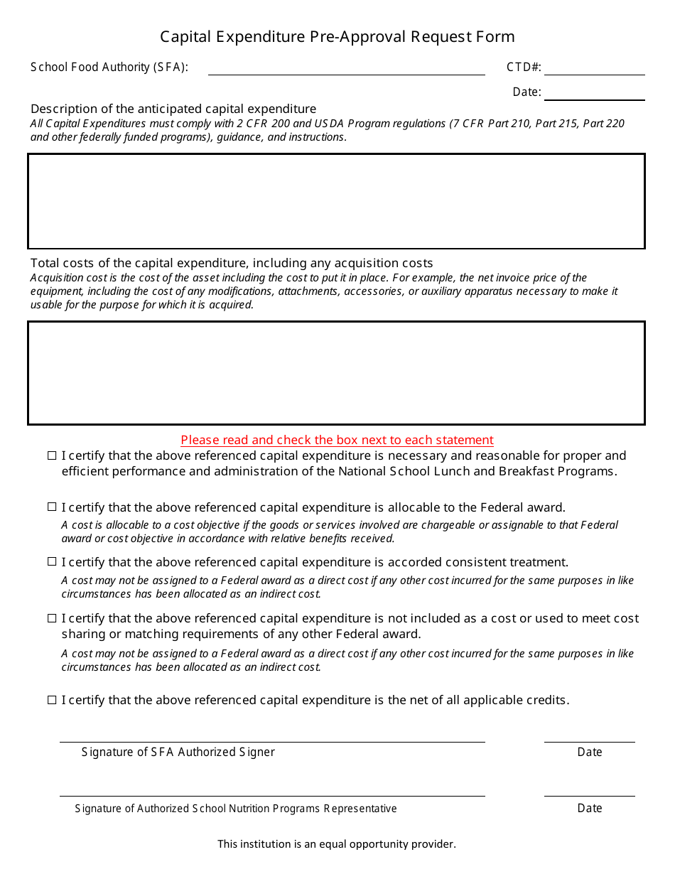 Arizona Capital Expenditure Pre-approval Request Form - Fill Out, Sign ...