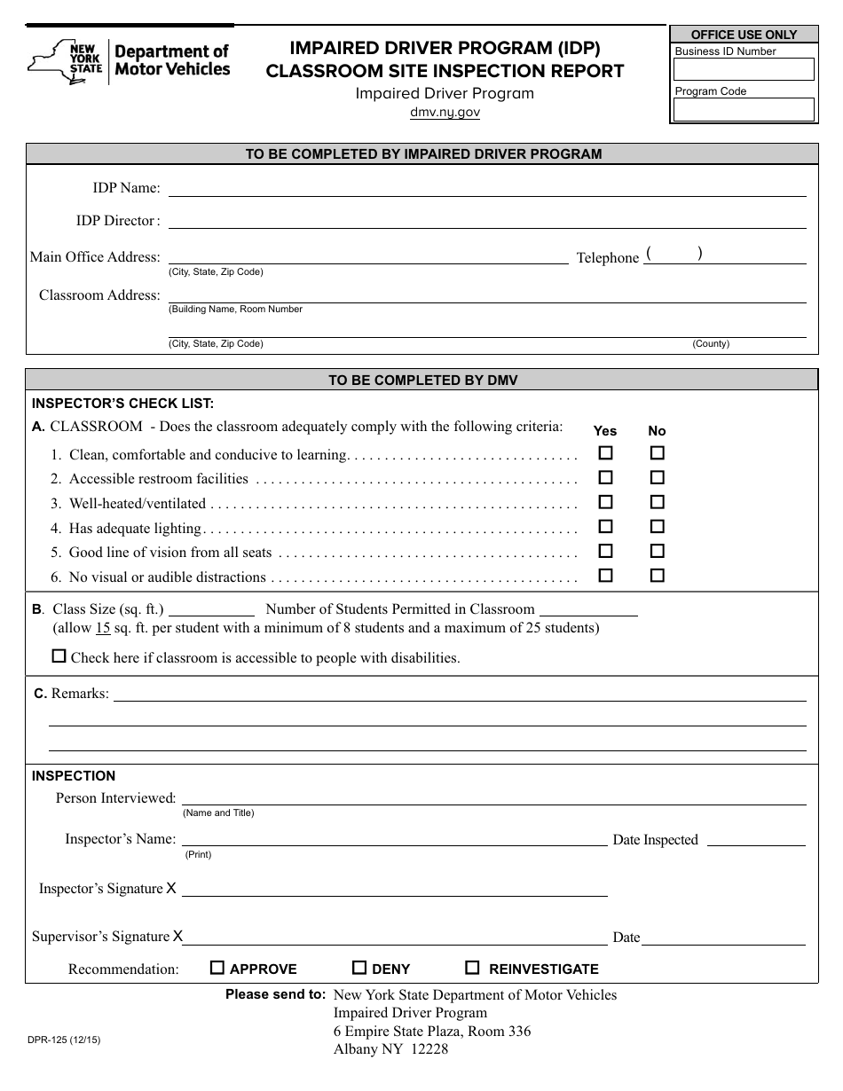 Form DPR-125 - Fill Out, Sign Online and Download Fillable PDF, New ...
